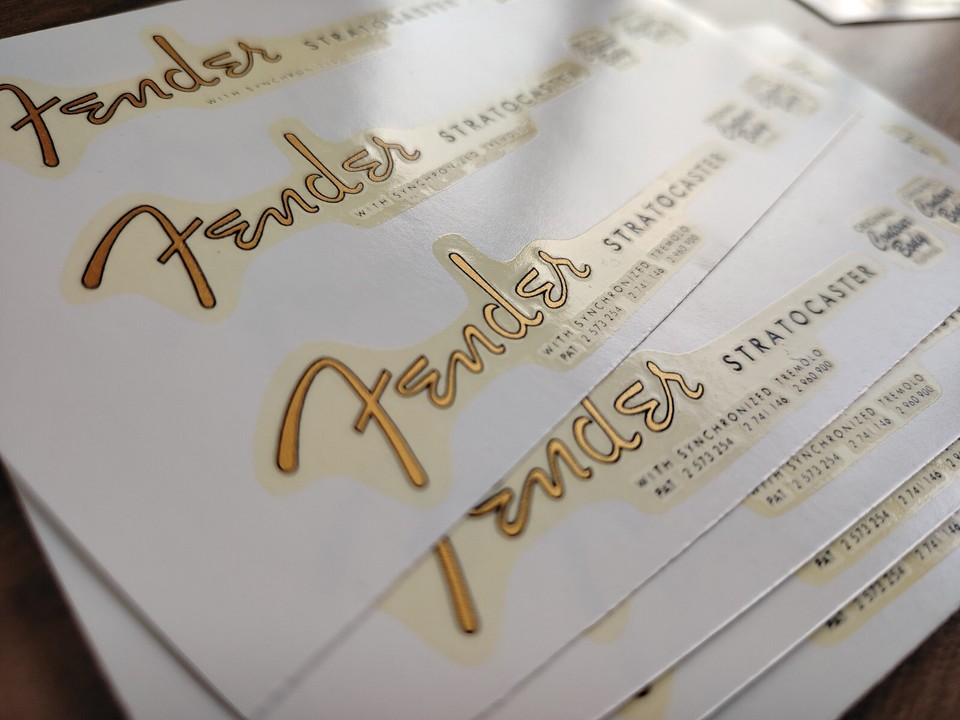 FENDER STRATOCASTER Guitar Waterslide Transfer Headstock RAISED Decals ...