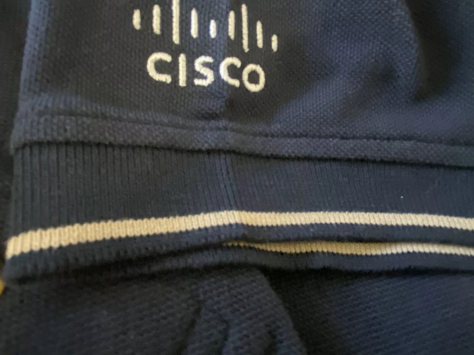 Cisco Polo Shirt Mens Medium M Blue Tan Cotton Data Center Networking ...