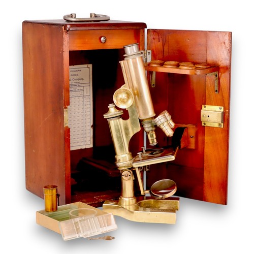 Bausch & Lomb Brass Microscope Ser 27457 w/ Case & Accessories Antique ...