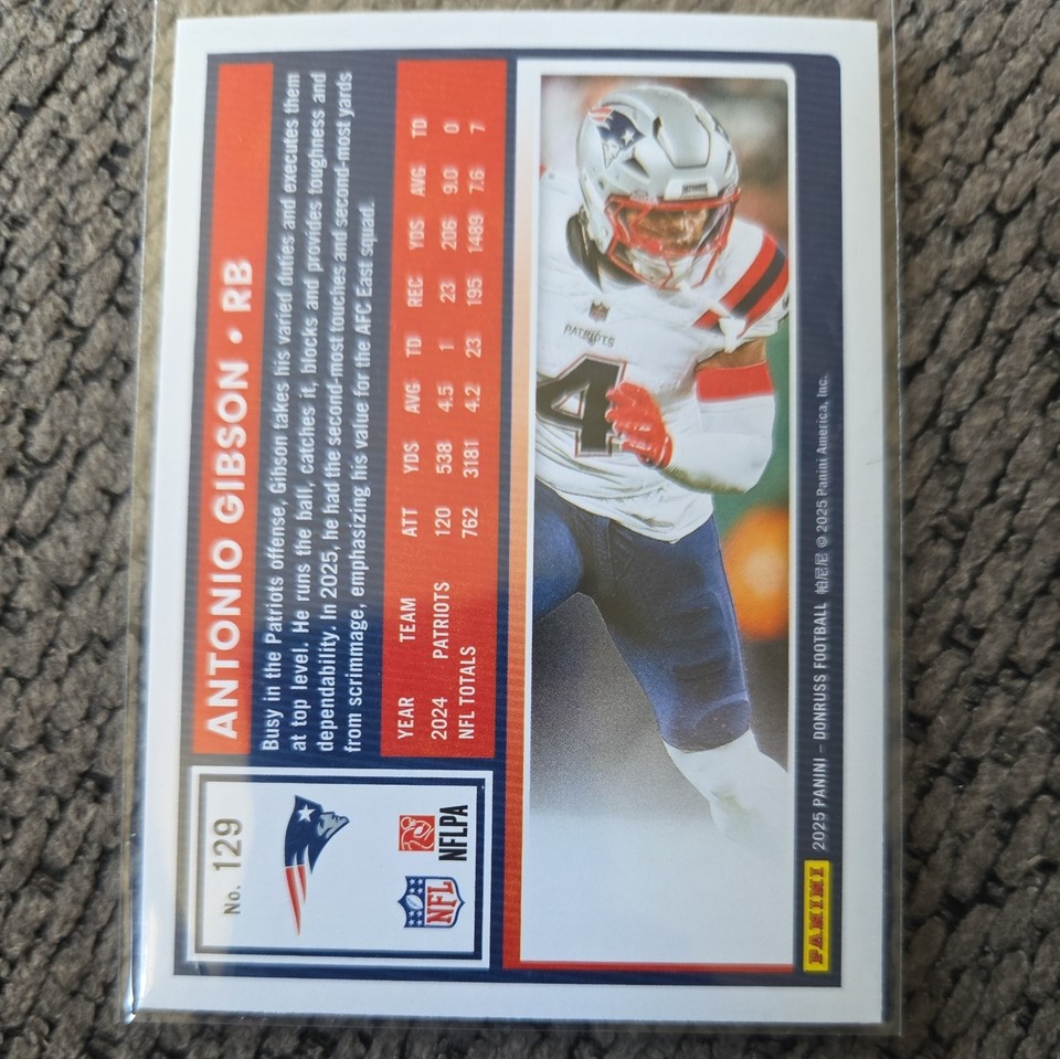Antonio Gibson Purple Press Proof 2025 Panini Donruss Football Card 129 ...