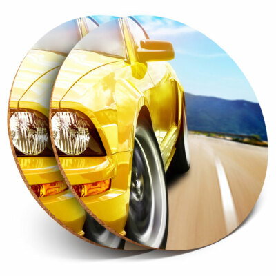 2 x Coasters - American Muscle Car Yellow Vehicle Home Gift #8338 | eBay UK