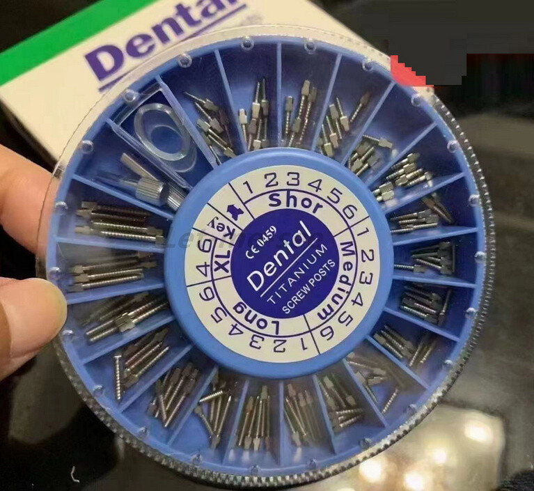 120PCS Dental Screw Post Titanium Kit Gold/Silver Plated Conical Root ...