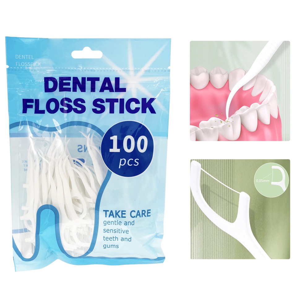 100Pcs Dental Floss Tooth Oral Interdental Brush Teeth Stick Toothpick ...