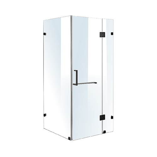 Della Francesca Frameless 10mm Glass Shower Screen 90 x 90cm BLACK ...