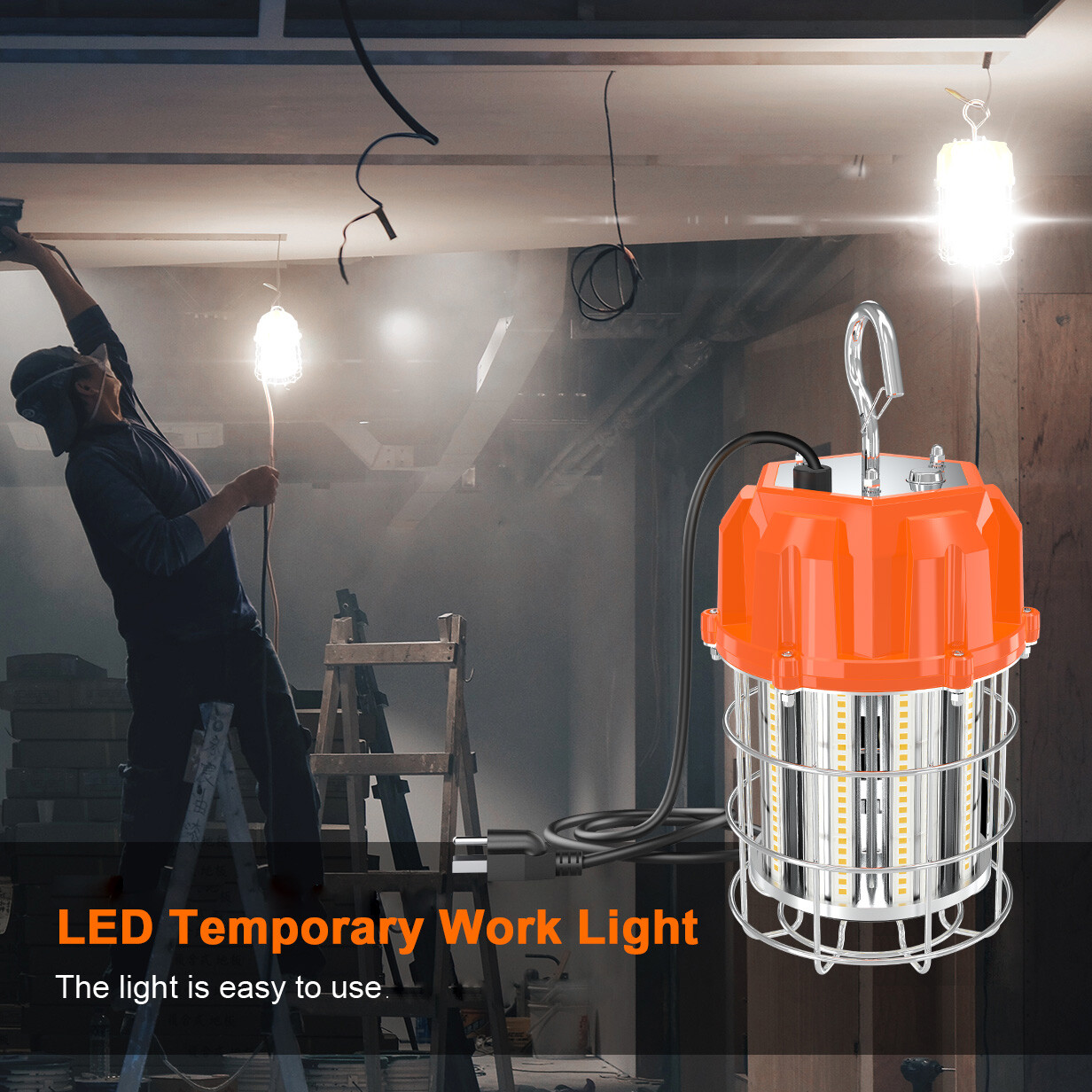 80W LED Temporary Work Light Warehouse Workshop High Bay Lighting ...