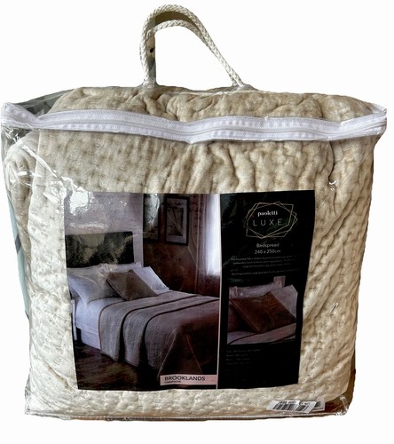 Paoletti Luxe Brooklands Champagne King Size Bedspread 240x250cm BNIB ...