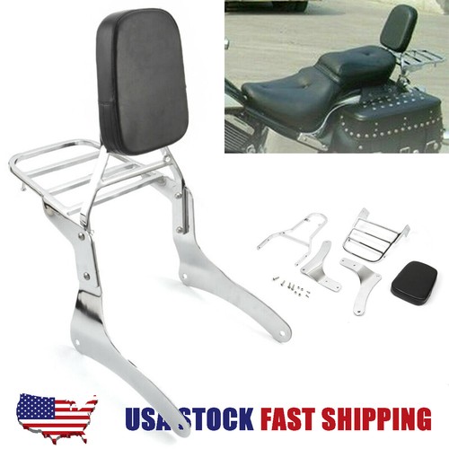 Rear Sissy Bar Backrest w/ Luggage Rack For Kawasaki Vulcan 900 VN900 ...