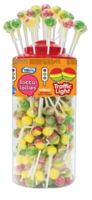Vidal Lotta Lollies Traffic Light Lollipops Sweets - Full Tub 150 ...