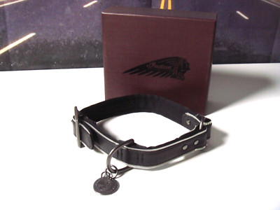 Dog Collar Indian Motorcycle Leather with Branded Tag, Black Small ...