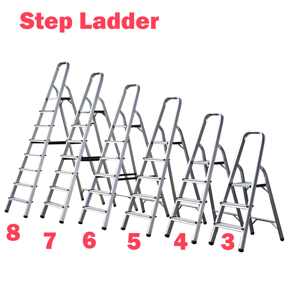 2 3 4 5 6 7 8 Tread Step Ladder Folding Aluminum/Iron Ladders Safe Non ...