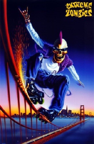 Poster Extreme Zombies Punk Zombie Golden Gate Bridge Rollerblading | eBay