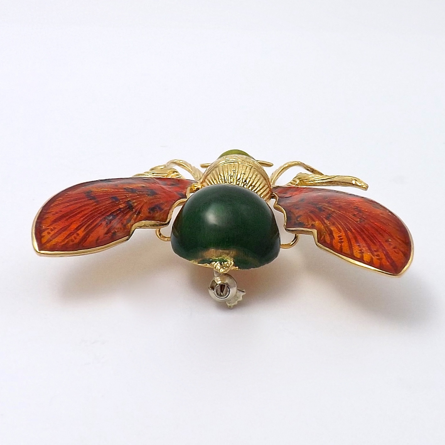 Solid 18k Gold Cicada Bug Insect Enamel Pendant Brooch Pin 750 Italy ...