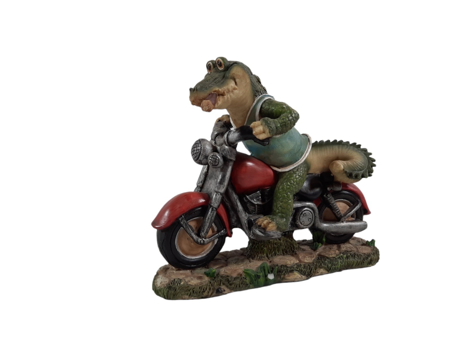 7"W CROCODILE ALLIGATOR Riding Motorcycle CIGAR Statue Funny Animal ...
