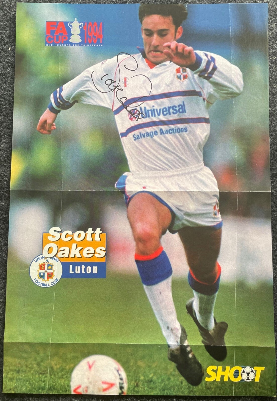 SCOTT OAKES LUTON TOWN FC 1991-1996 ORIGINAL AUTOGRAPHED DOUBLE PAGE ...