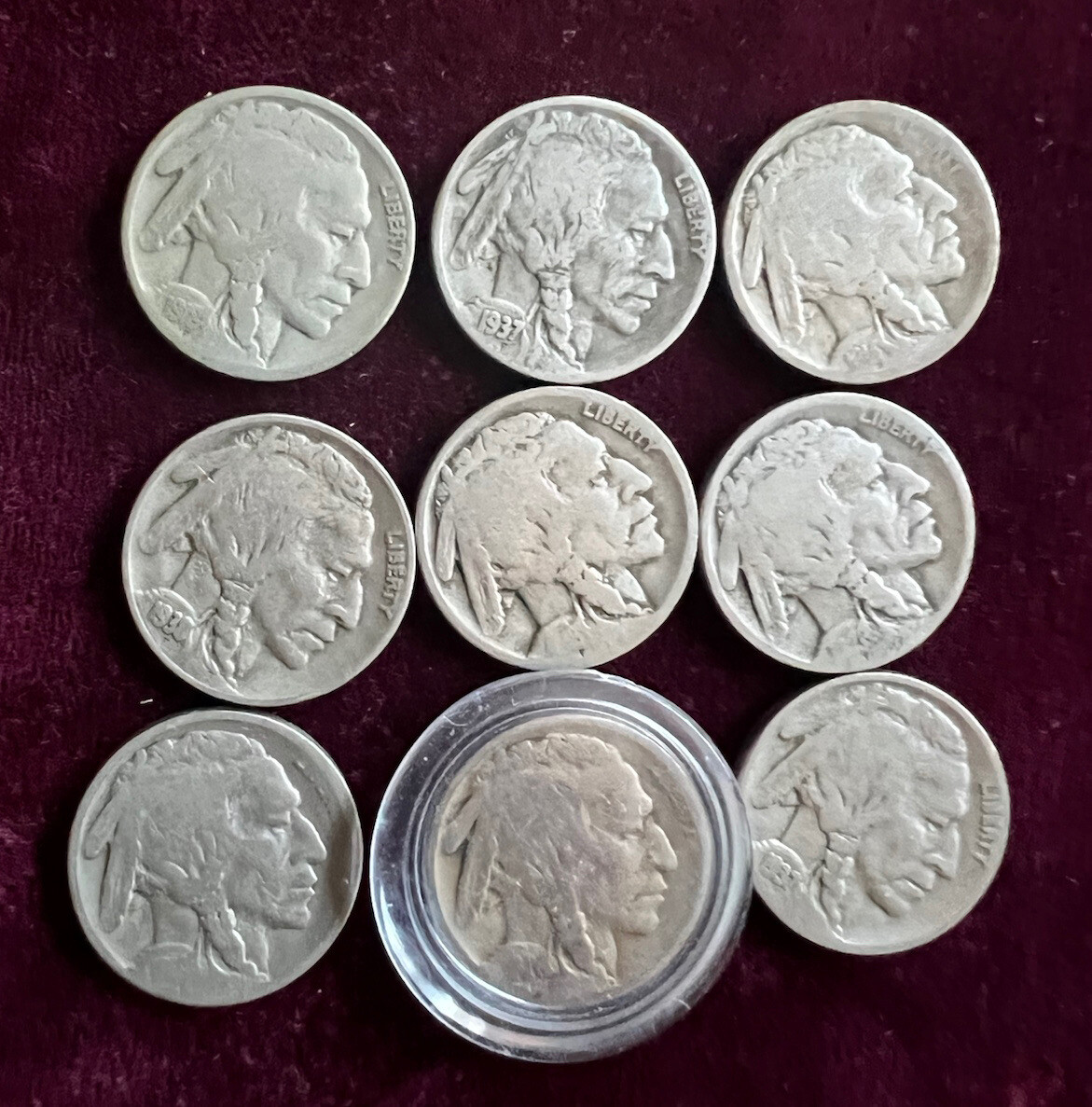 Lot Of 9 Buffalo Nickel Coins 1914s, 1918pd, 1919, 1926pd, 1928, 1937sd ...