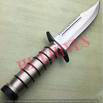 HF KNIVES 15" CUSTOM HANDMADE D2 STEEL RAMBO KNIFE WITH LEATHER SHEATH ...