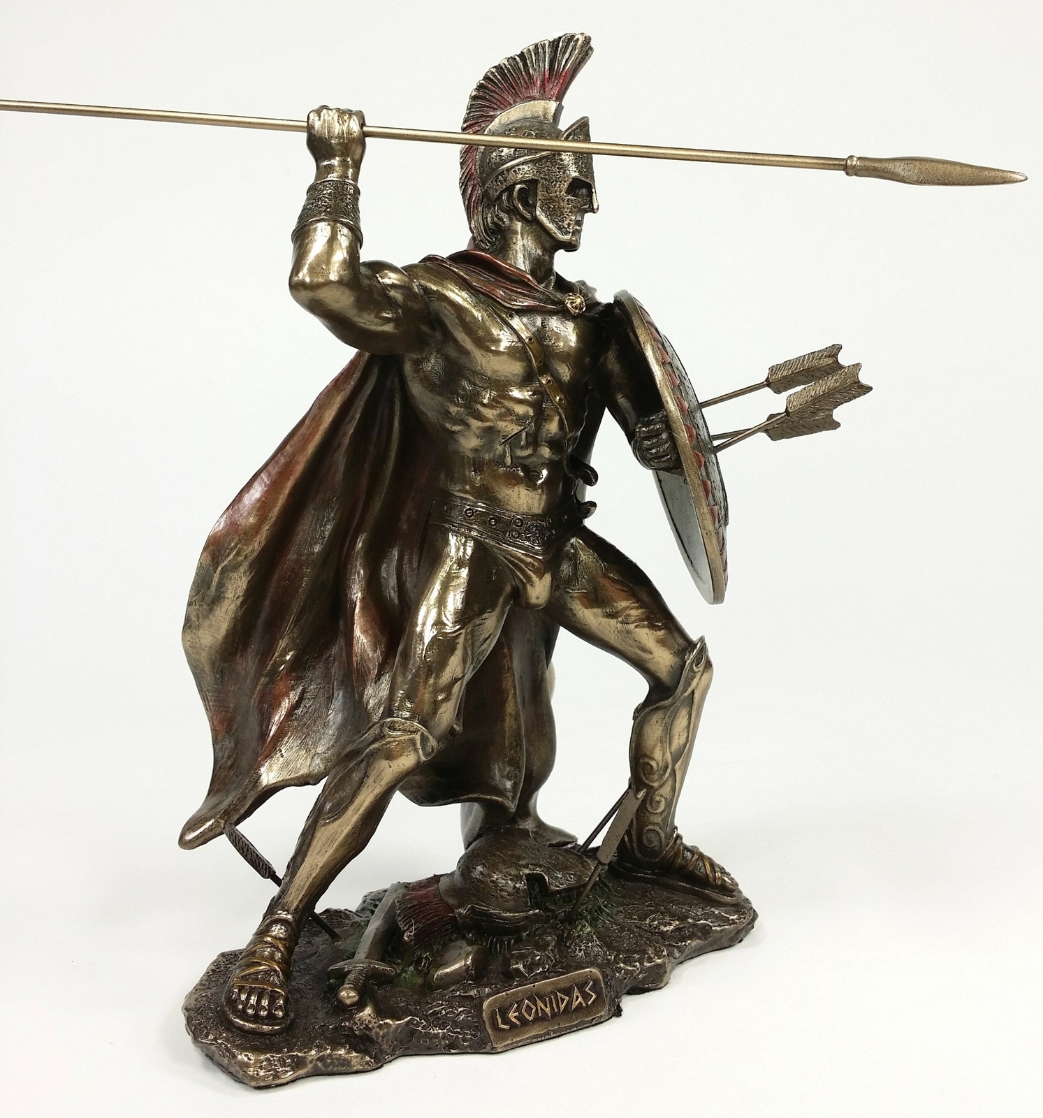 8" LEONIDAS Greek Warrior SPARTAN KING Statue W Spear & Arrows in ...