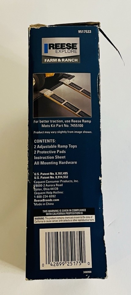 Reese Adjustable Top Ramp Kit 700 Pound Capacity Per Ramp Fits 2X8 ...