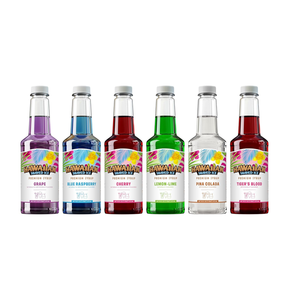 Syrup Assortment, 6 Popular 16Oz Flavors: Cherry, Grape, Blue Raspberry ...
