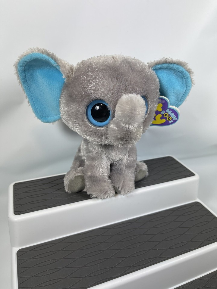 MWMTs Ty 6" Beanie Boo "PEANUT" Elephant Solid Eyes/Purple Tag Stuffed ...