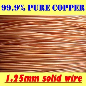 10 METRES SOLID BRIGHT BARE COPPER WIRE, 1.25mm = 18G SWG = 16G AWG ...