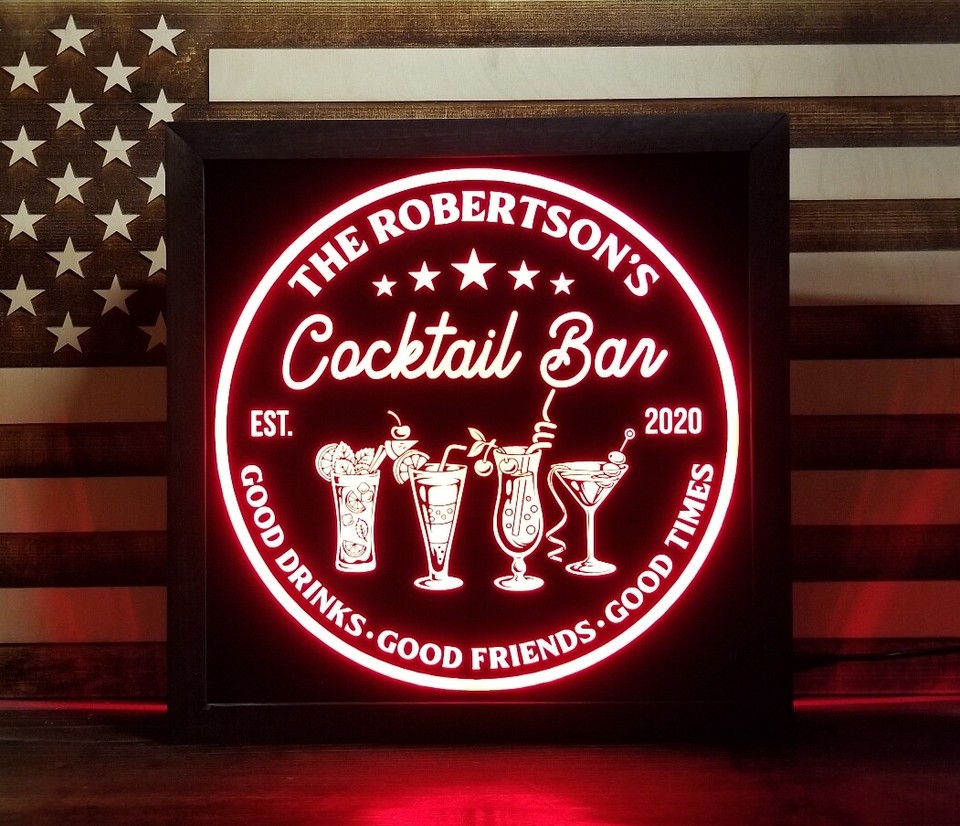 Custom Cocktail Bar LED Sign Personalized Home bar pub Lighted | eBay