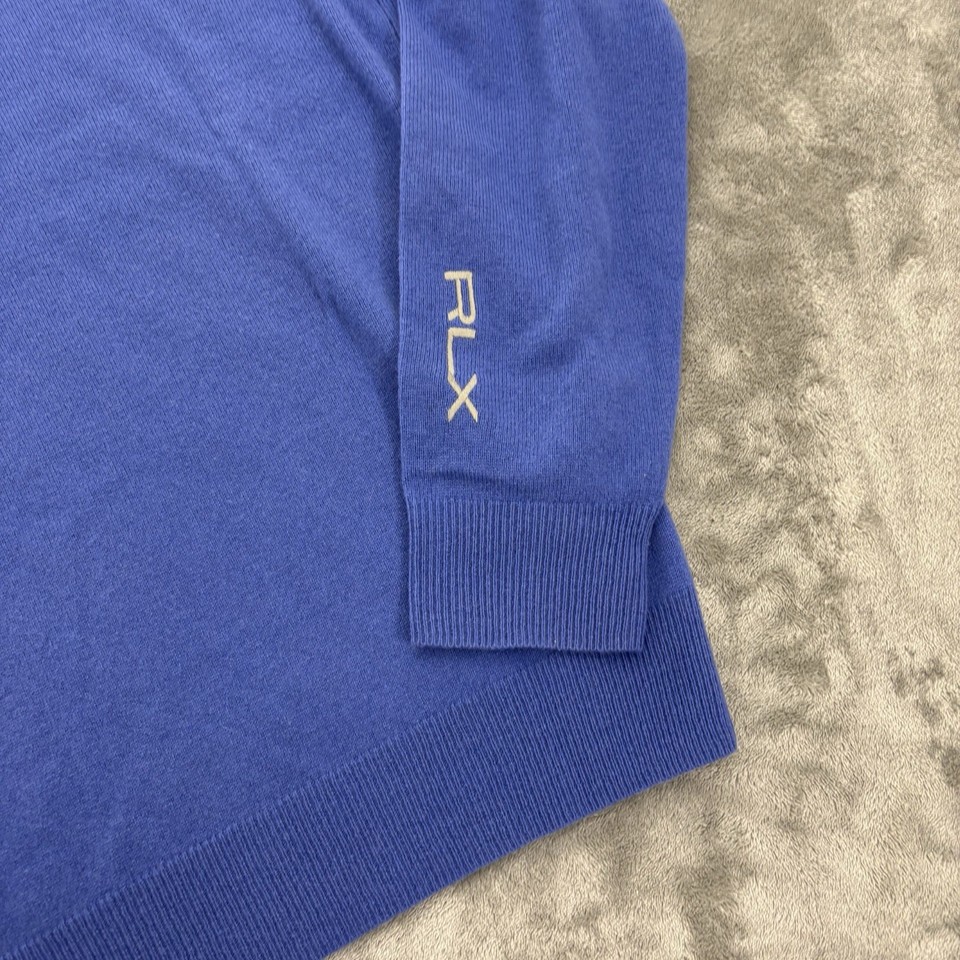RLX Ralph Lauren Sweater Mens Medium Blue Cashmere Hoodie Pullover Golf ...