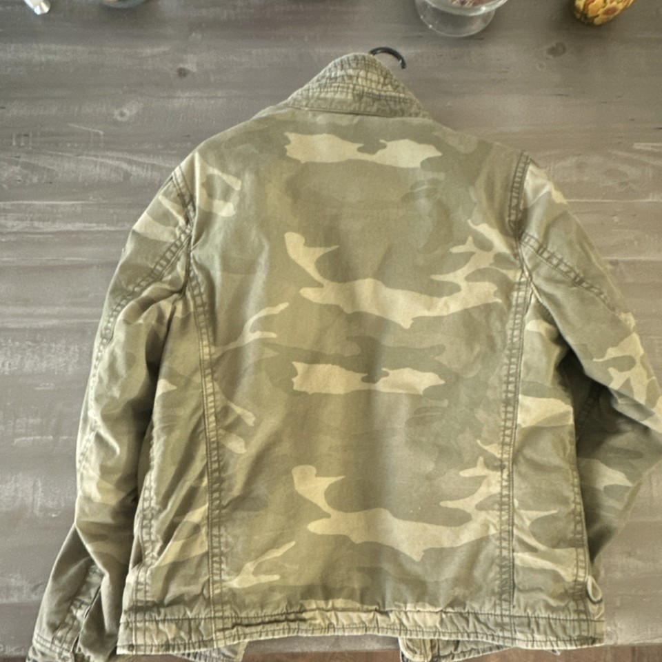 Abercrombie & Fitch Camouflage Military Jacket Stand-Up Collar Zip ...