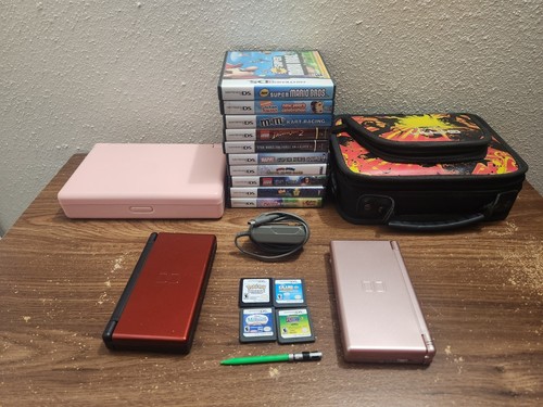 Nintendo DS Lite: Red & Metallic Rose (Used) with Cases, Charger, & 13 ...