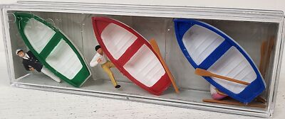 PREISER NEW #10072 HO 1/87 Scale Set of 3 Row Boats with Oars & 3 ...