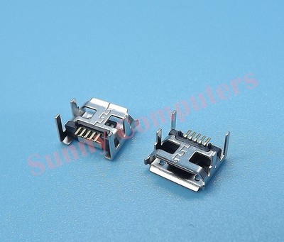 2x Micro USB Socket 5P Female Port Replacement Part w/ 4 Fixing Pins 2 ...