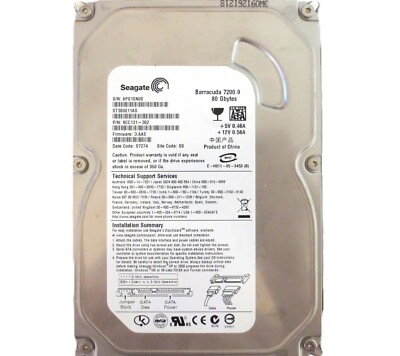 Seagate ST380811AS 9CC131-302 3.AAE SS (6PS) China 80gb 3.5" Sata HDD ...