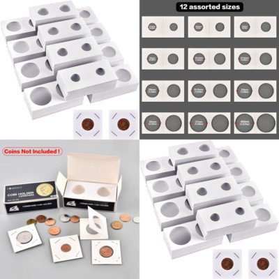 600pcs Coin Holders Cardboard Coins Flips 12 Size Coin Collection 2x2 ...