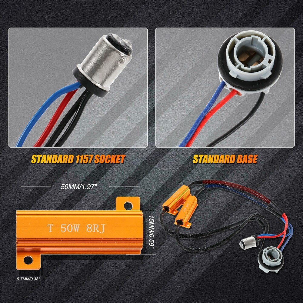 2pcs 1157 Load Resistor Fix LED Hyper Flash Error Free Turn Signal ...