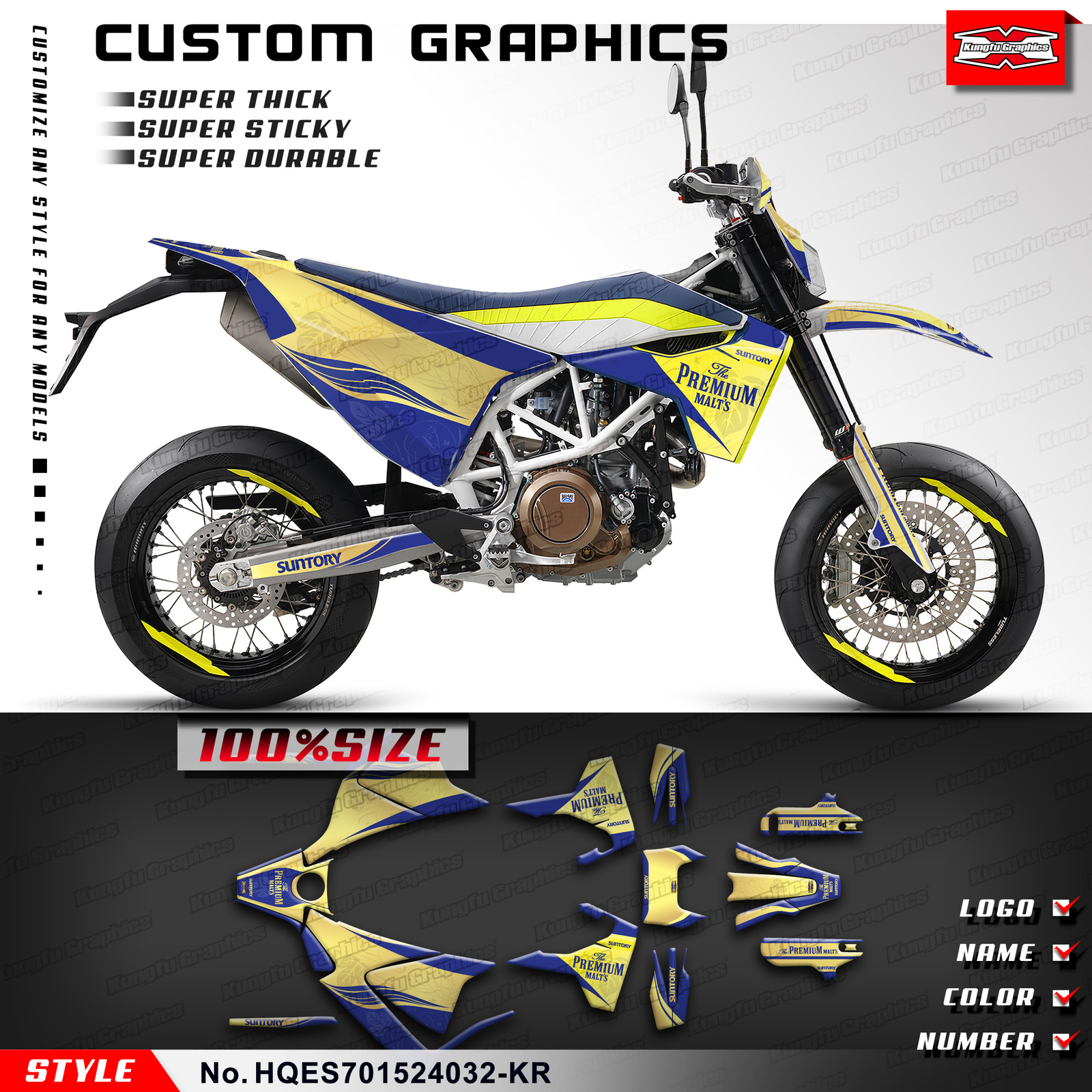 Motorcycle Graphics Sticker Kit for Enduro 701 Supermoto 2015-2024 ...