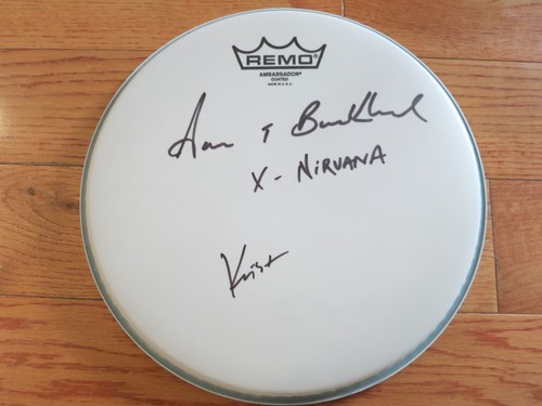 Nirvana signed drumhead by 2 coa + Proof! Krist Novoselic Aaron ...