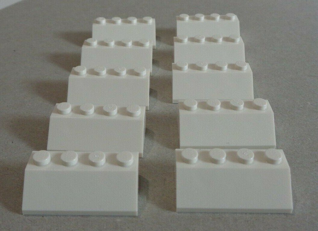 LEGO 3037 - 303701 White 2 X 4 Sloped Bricks X10 for sale online | eBay