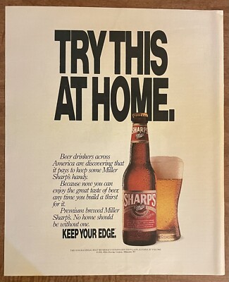 1992 Miller Sharp’s Beer Try This At Home Alcohol 90s Print Ad | eBay