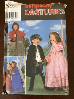 Simplicity Pattern 8318 Childs Renaissance/Medieval Costumes Sz 3-8 | eBay
