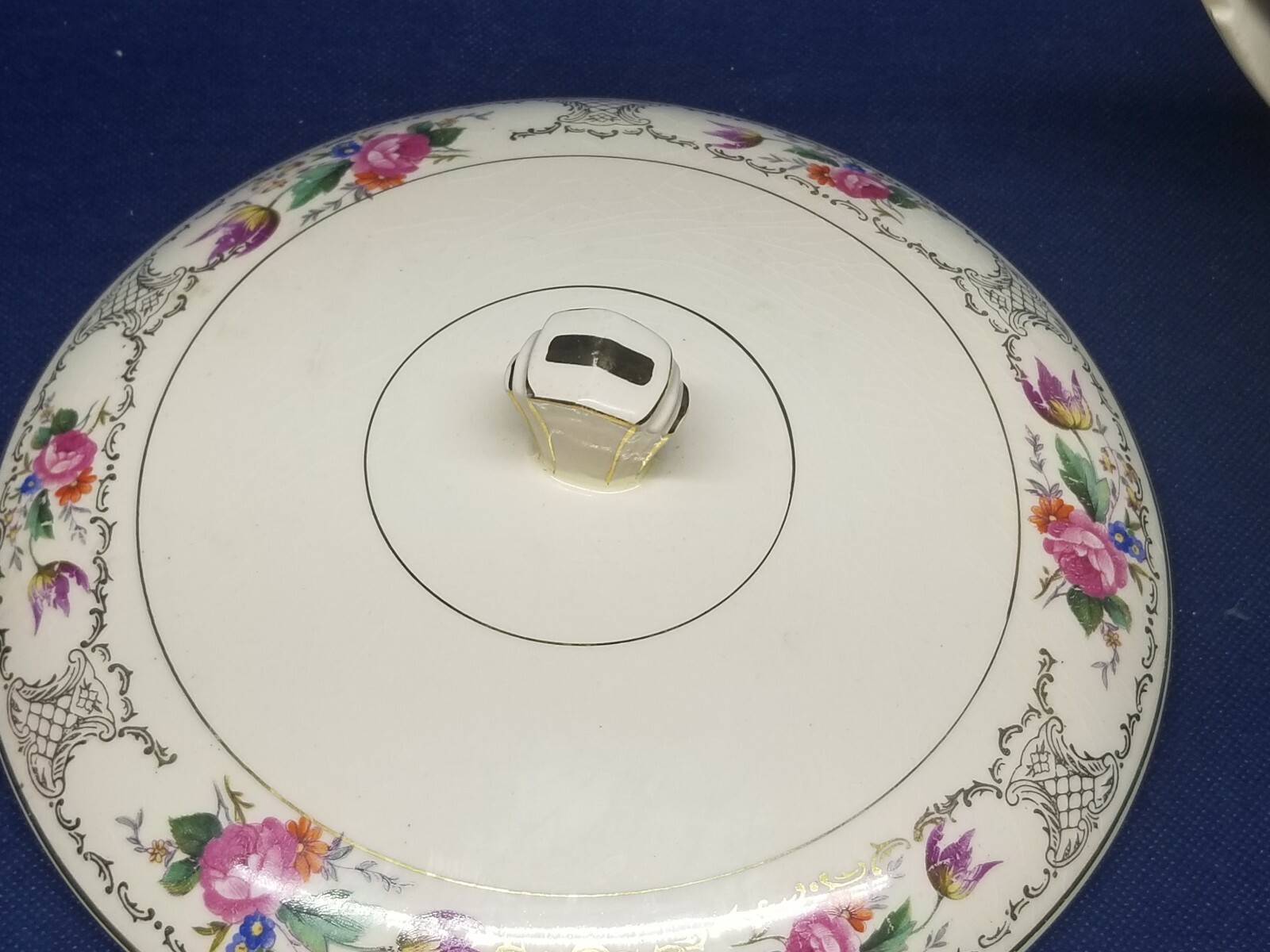 Vintage Edwin Knowles China Hostess CasseroleWith Lid Pink Floral ...