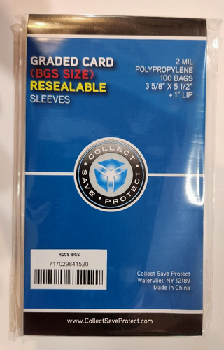 CSP Perfect Fit BGS Resealable Graded Card Sleeves Beckett Pack of 100 ...