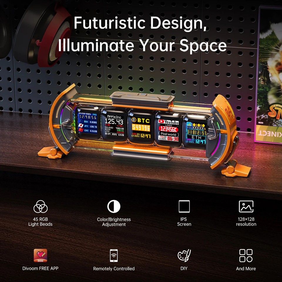 Times Gate Gaming Room Setup Digital Clock Smart APP Control LED ...