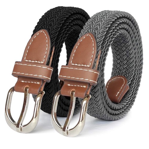 2 Pack 1'' Narrow Width Elastic Belt, Stretch Braided Small 32"-34 ...