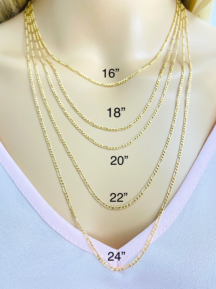 14k REAL Gold 2mm Figaro Chain-14K Real Yellow Gold Figaro Chain-5 ...