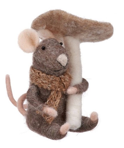 PBK Garden Mouse Mushroom Ornament Felted Mushroom Mouse Critter | eBay