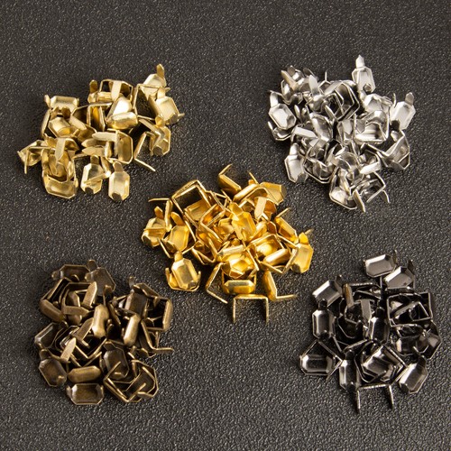 Brass Staples Belt Loops Fastener Holder 2 Prongs Claw Rivets 5 Color ...