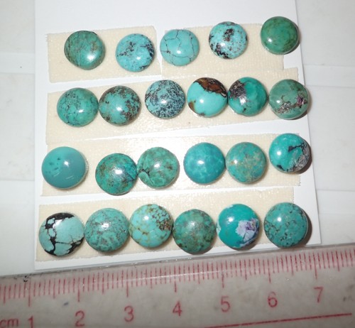 Turquoise Stone Round 9x9 mm Flat Cabochon 56 Carat 23 pieces 11.2 gram ...