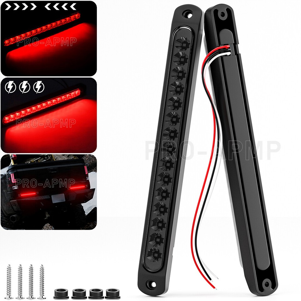 10Inch LED Truck Trailer Rear Stop Turn Tail Light Bar 3rd Brake Lights ...