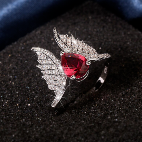 2.20Ct Pear Cut Lab Created Red Ruby & Diamond Fancy Ring 14K White Gold Plated | eBay