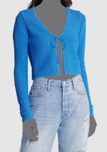 $378 Frame Women's Blue Crochet Tie Long-Sleeve Blouse Top Size M | eBay